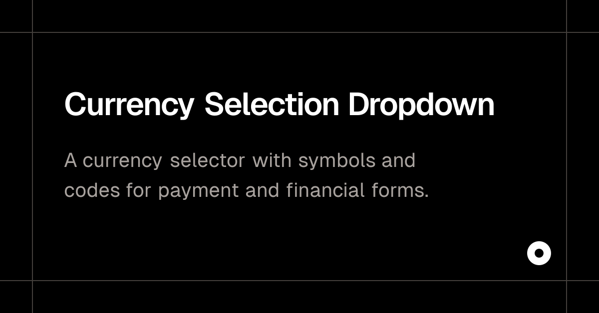 Currency Selection Dropdown