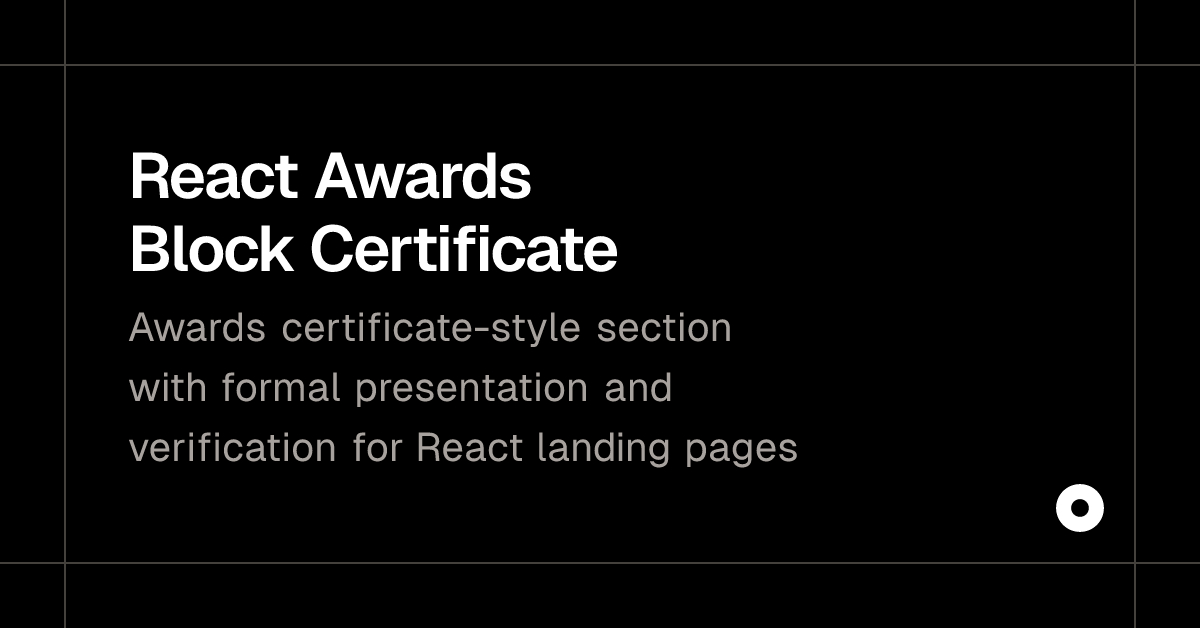 React Awards Block Certificate