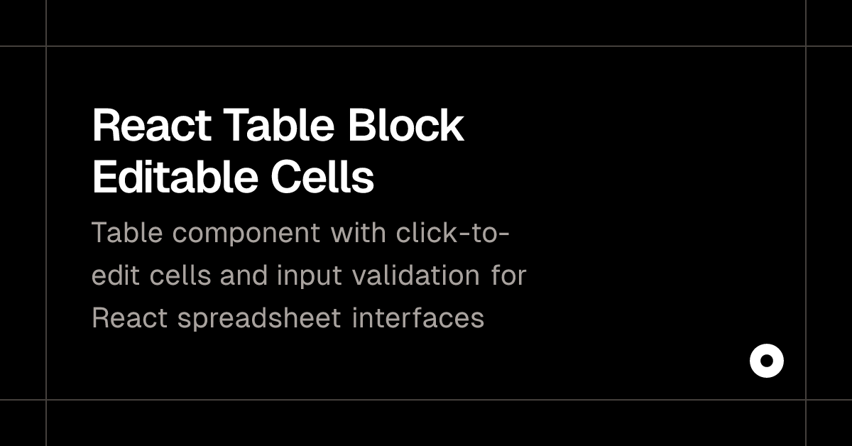 React Table Block Editable Cells