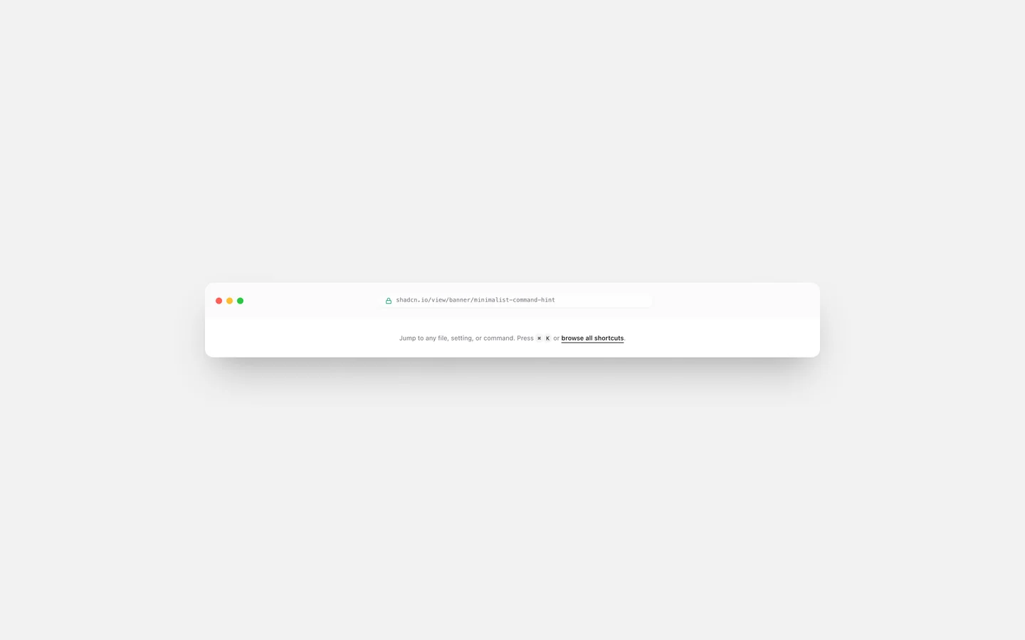 React Minimalist Command Hint Banner Block — Live Preview