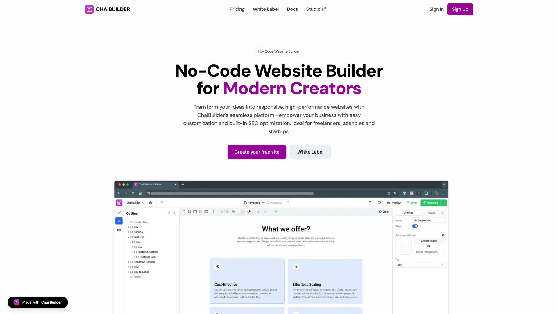 Chai Builder - Free React React Template