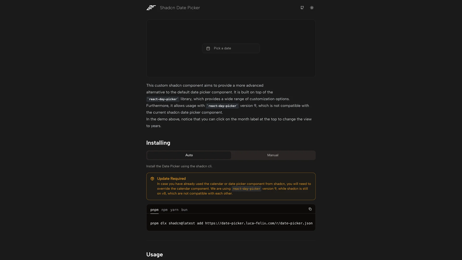 Shadcn Date Picker - Free React Nextjs Template