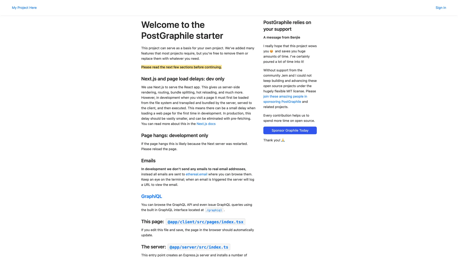 Graphile Starter - Free React Nextjs Template