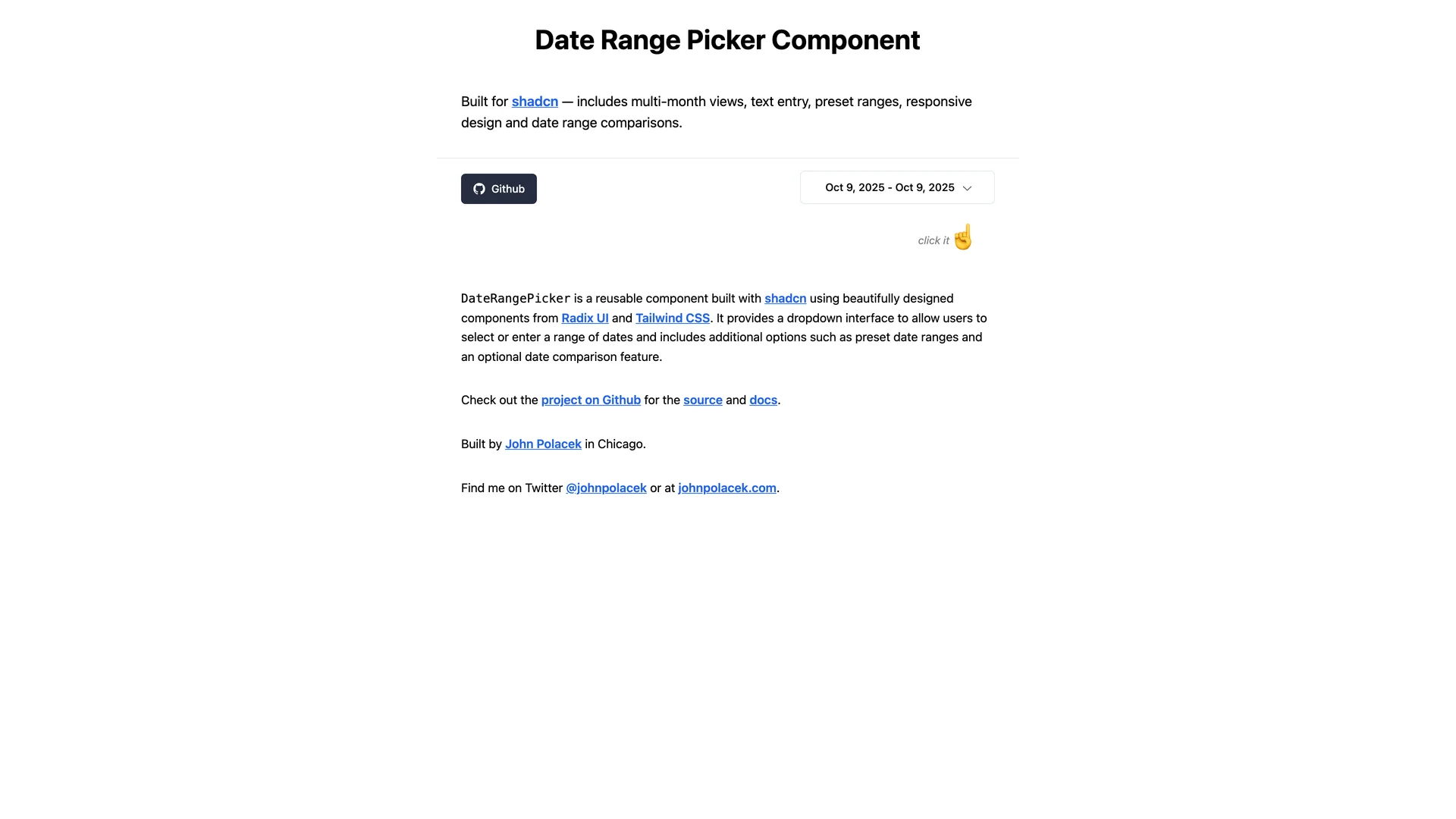 Date Range Picker - Free React React Template