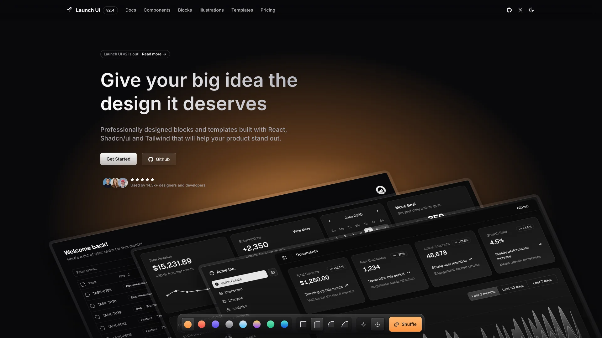 Launch UI - shadcn/ui Template | shadcn.io