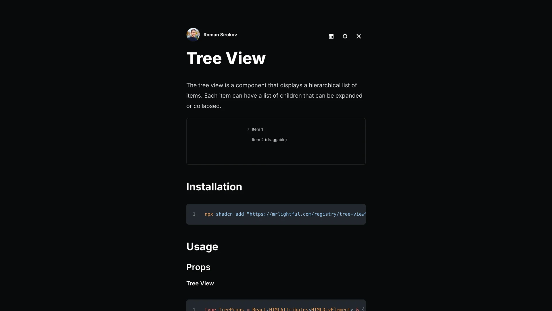 Shadcn Tree View - Free React React Template