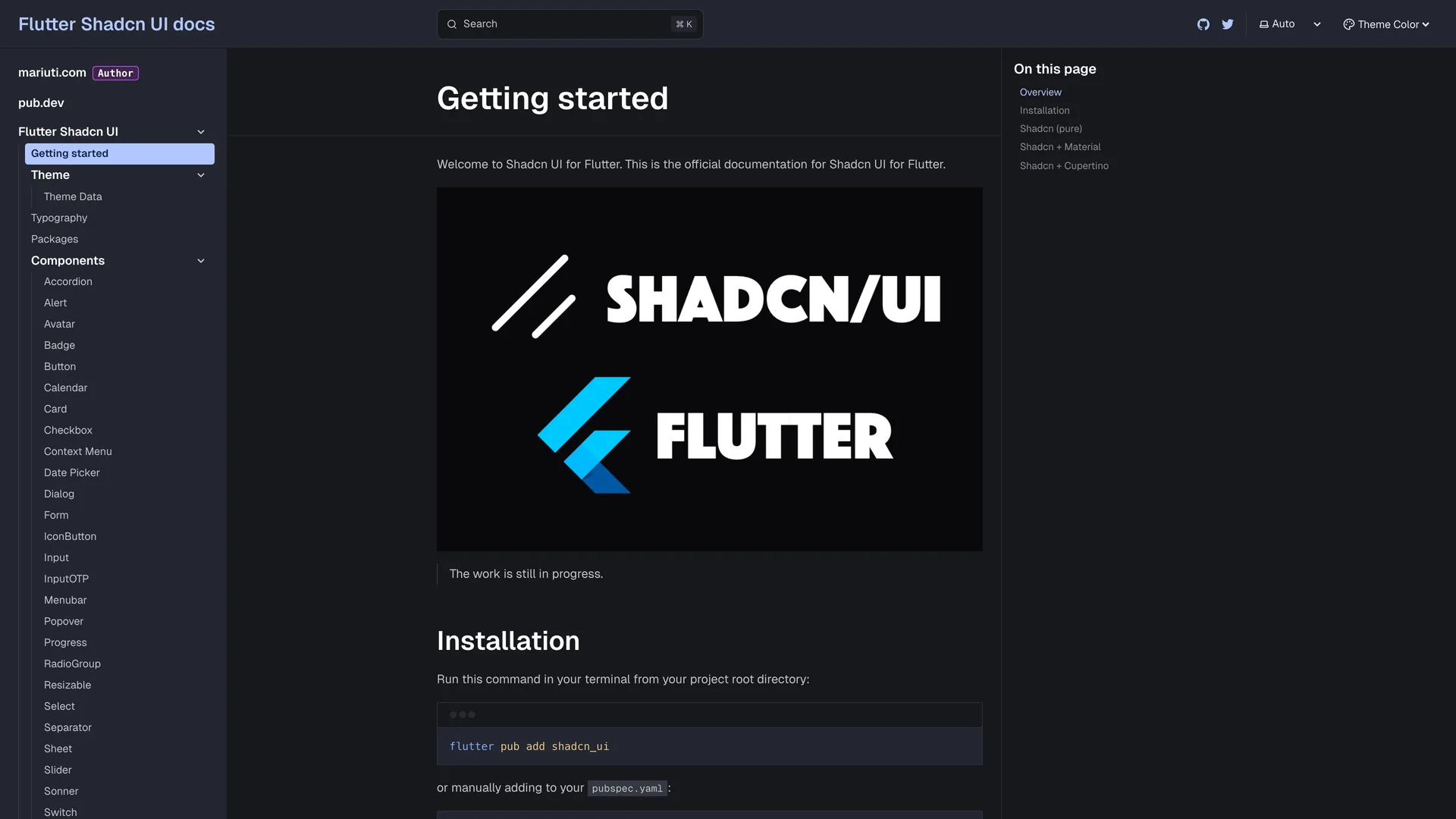 Flutter Shadcn UI - Free React Flutter Template