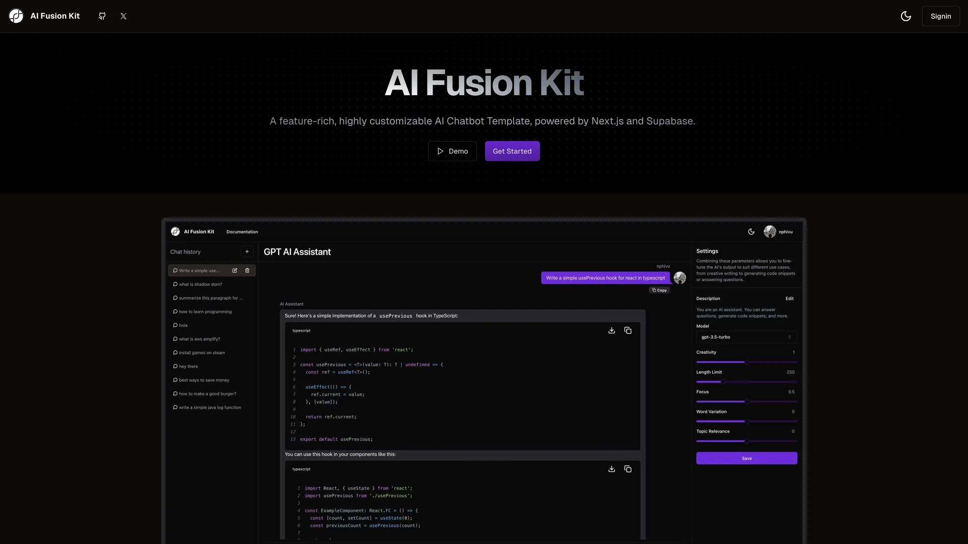 AI Fusion Kit — Free Nextjs Template