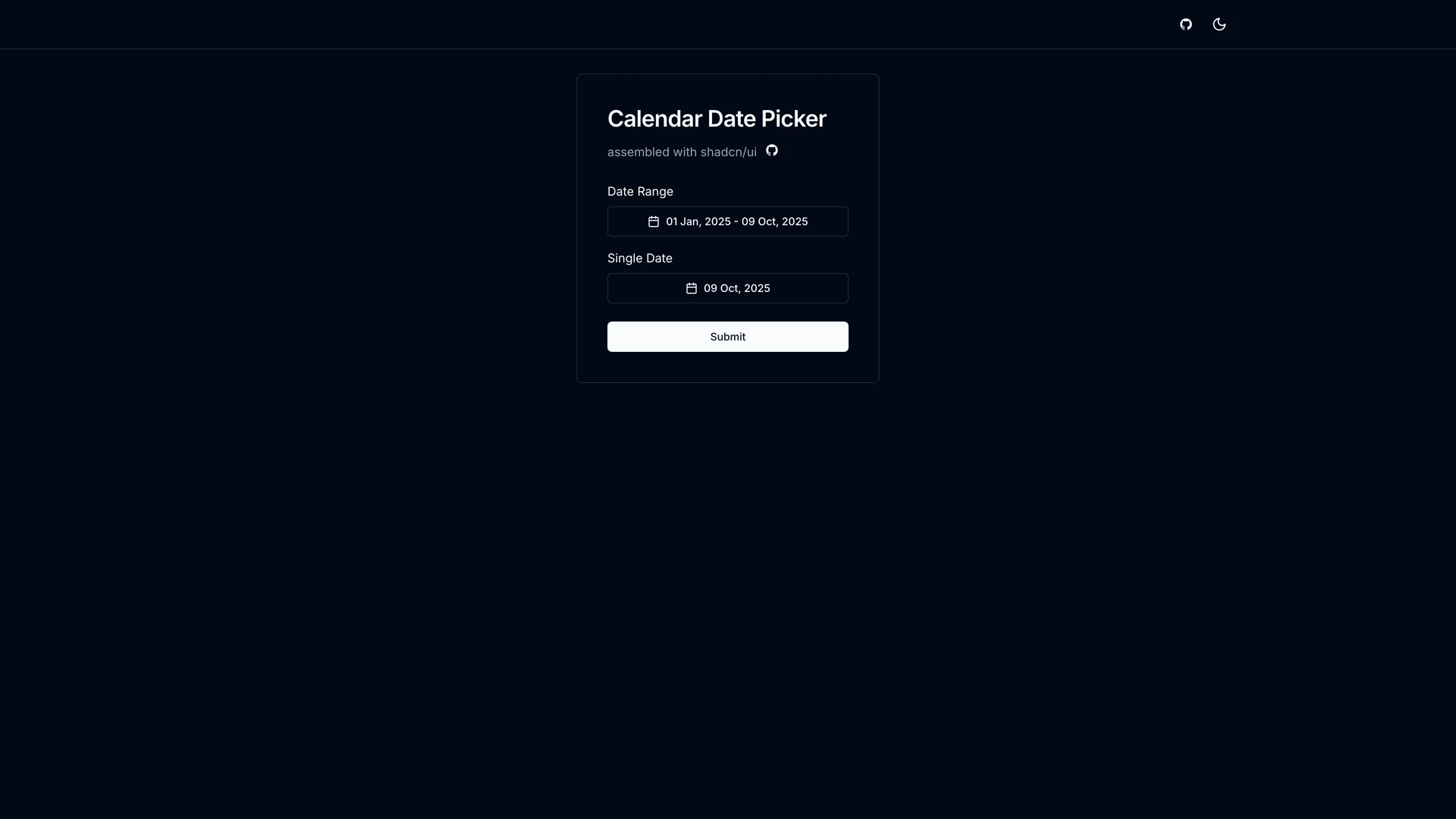 Shadcn Calendar Component - Free React Nextjs Template